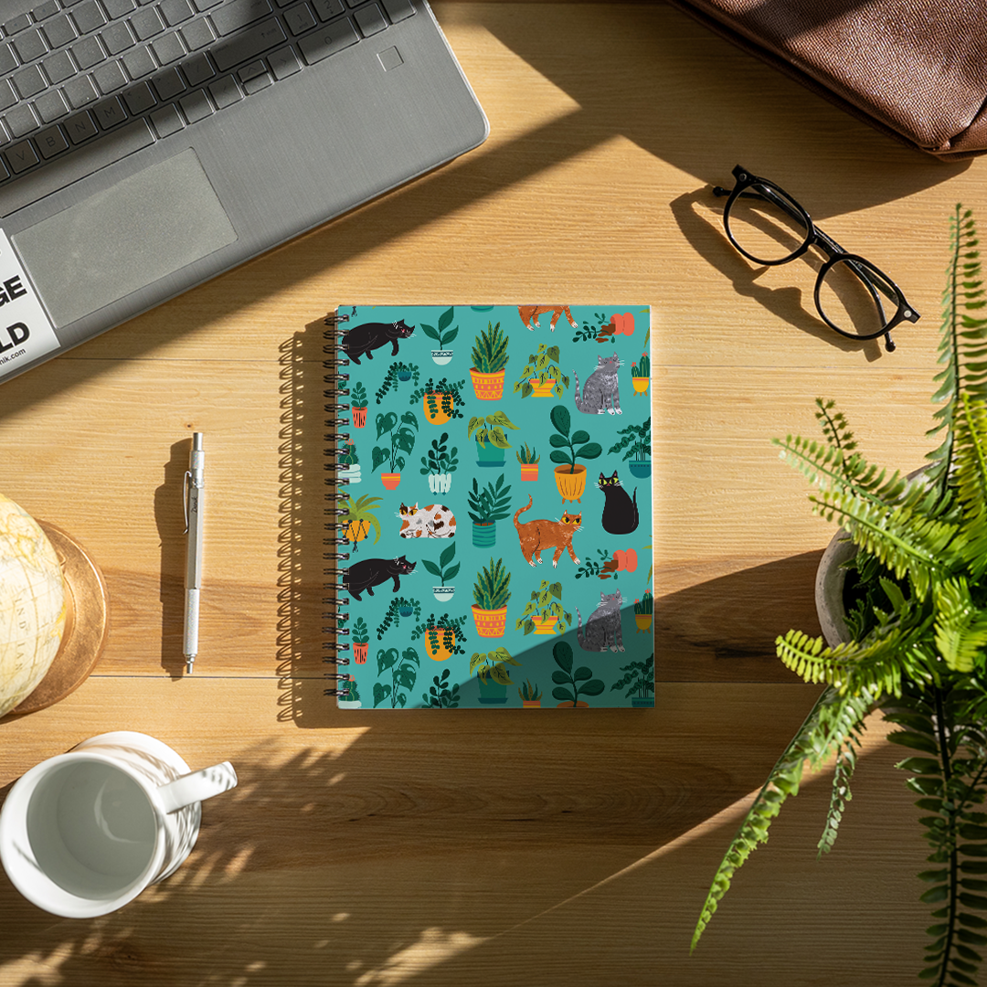 Plant Kitties Medium Wire-O Spiral Notebook | Denik
