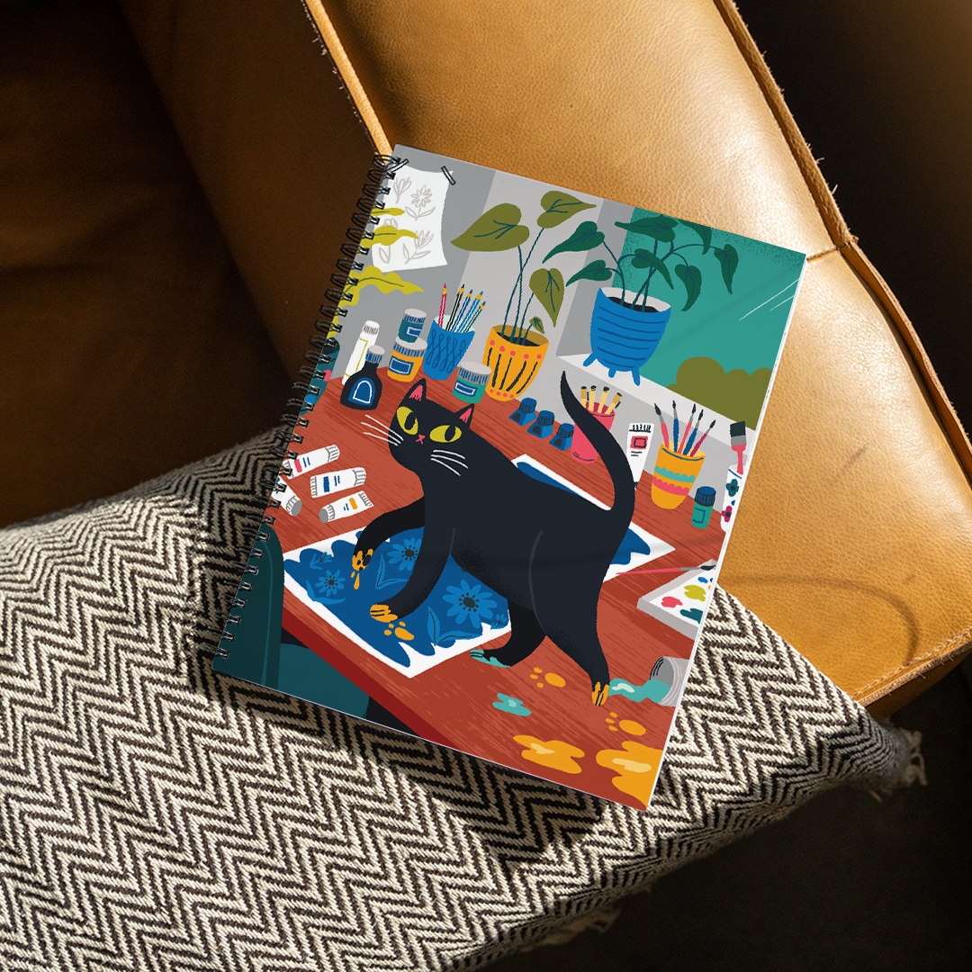 Art Cat Medium Wire-O Spiral Notebook | Denik