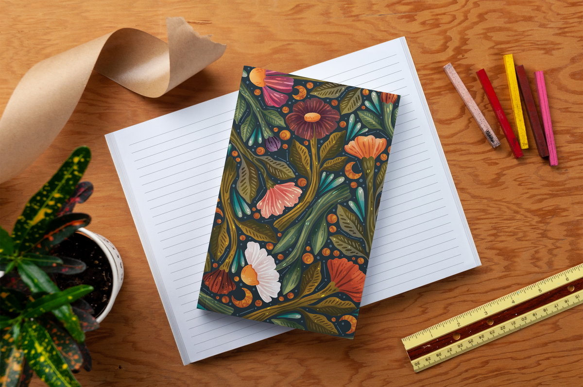 Nightsky Floral Classic Layflat Journal Notebook | Denik